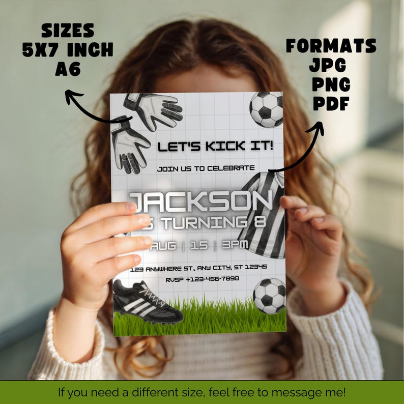 Football Birthday Invitation, Editable Football Party Template, Soccer ...