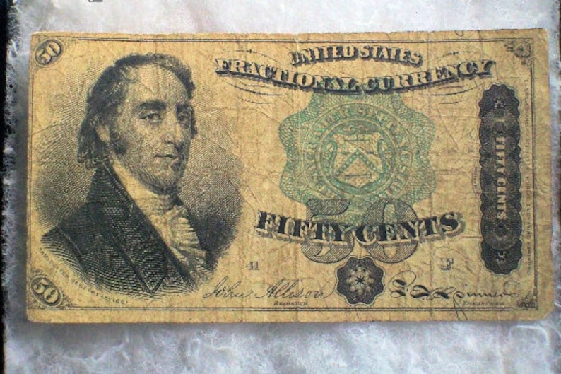 Antique 1869 to 1875 Fifty 50 Cent Fractional Currency Post Civil War ...