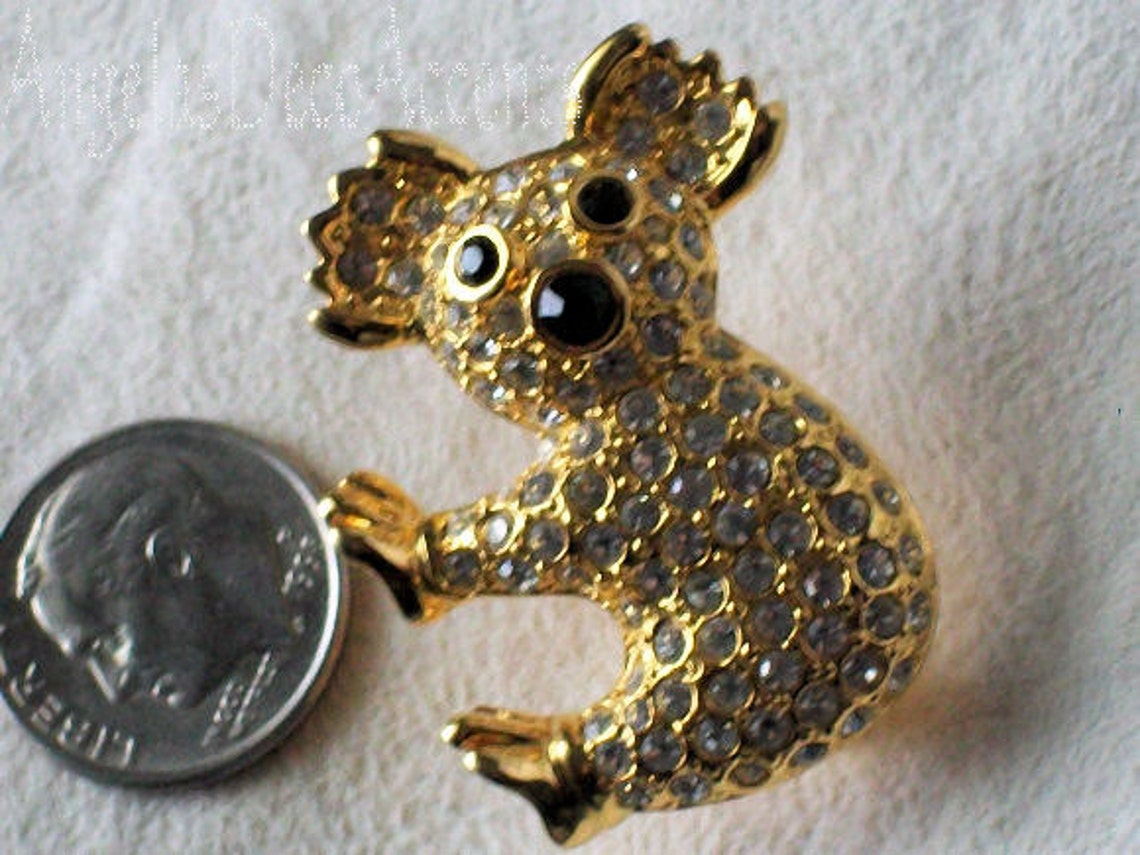 Vintage Koala Pin Pave & Gold Tone Costume Jewelryfashion - Etsy