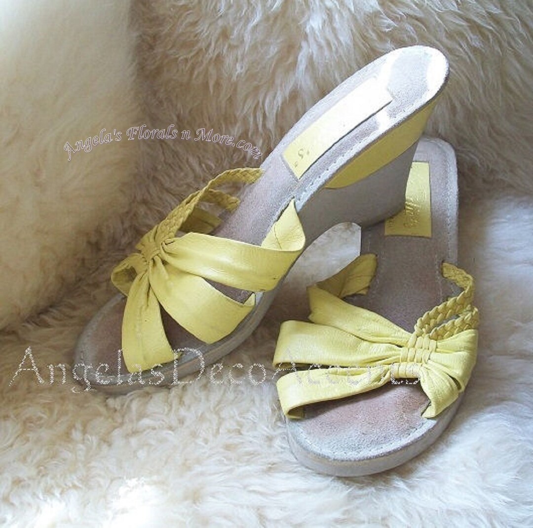 Vintage Candie's Sandals 1970's Mellow Yellow Leather Made in Brazil ...