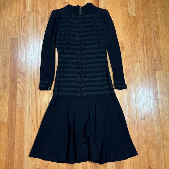 Vintage 60s Gothic Bows Wool Dress - Gem