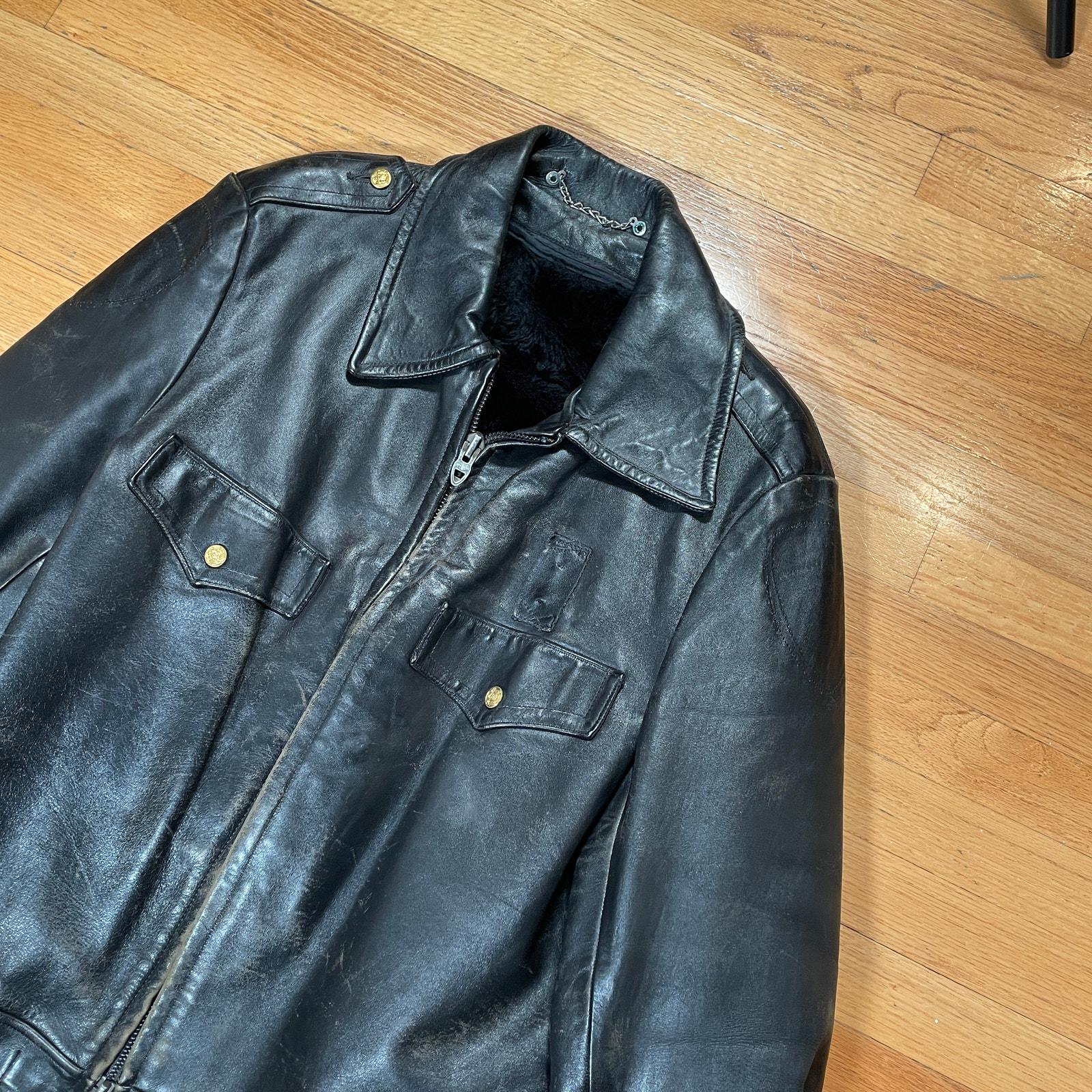 Vintage 70s Heavy Leather Police Motorcycle Jacket - Etsy