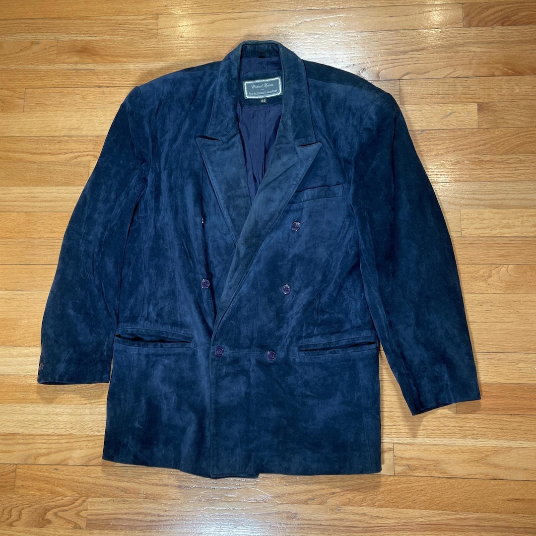 Vintage Michael Hoban North Beach Leather Suede Double Breasted Blazer ...