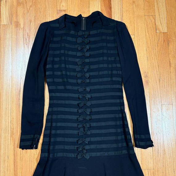 Vintage 60s Gothic Bows Wool Dress - Gem