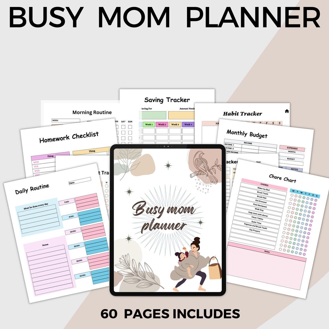 Busy Mom Digital Planner: All-in-one Organizer (PDF Download) - Etsy