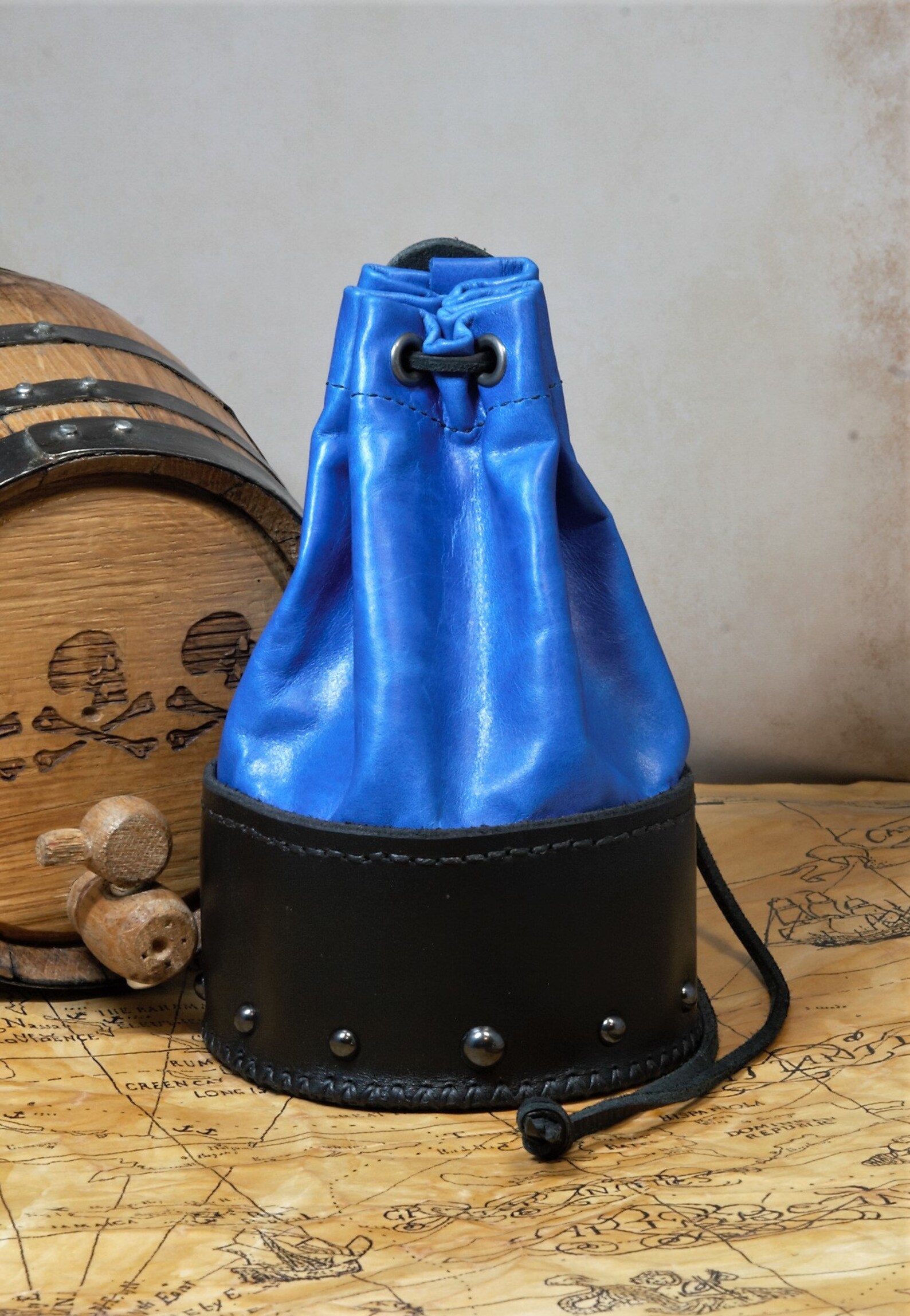 Leather Dicebag Blue/black RPG Dice Bag Tabletop Dicebag | Etsy