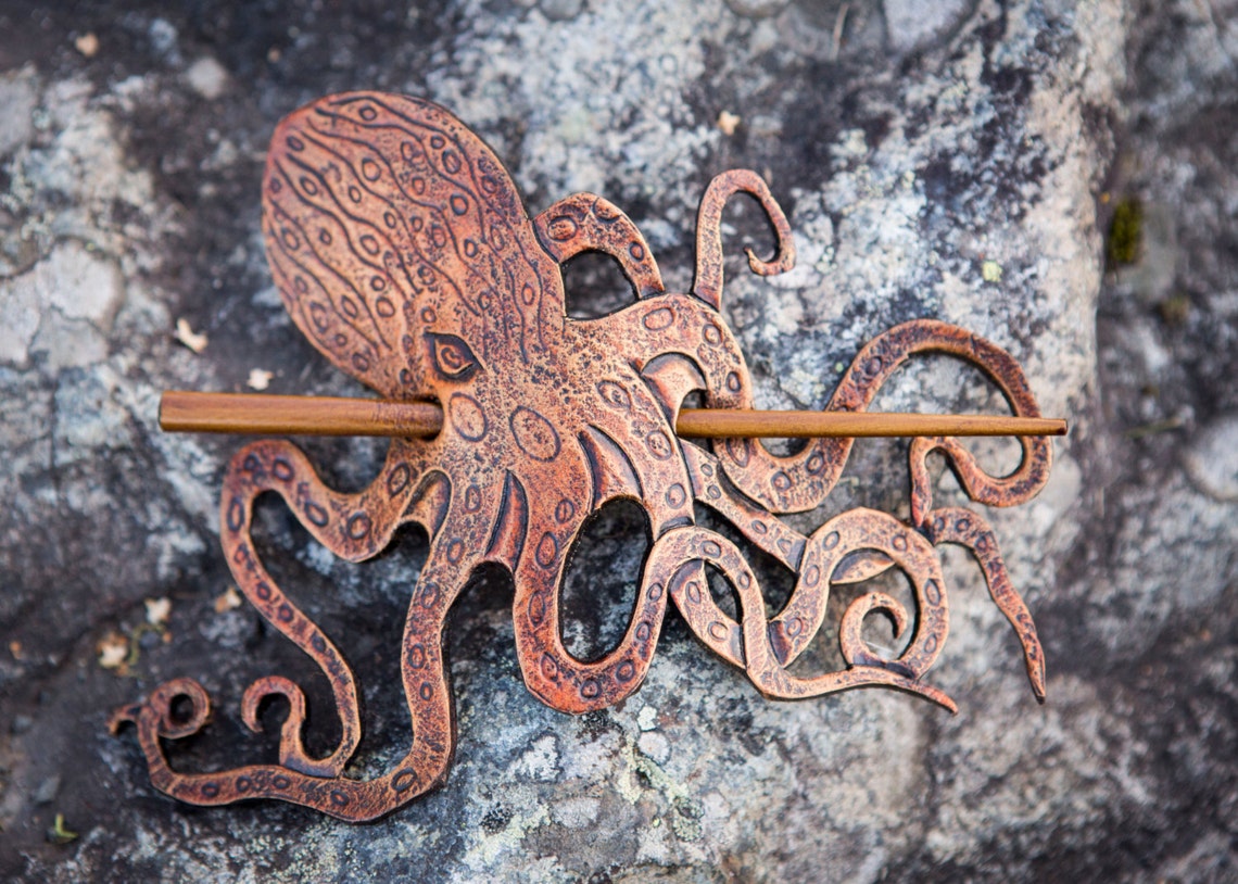 Octopus Leather Hair BarretteLeather Barrette Hair Barrette | Etsy