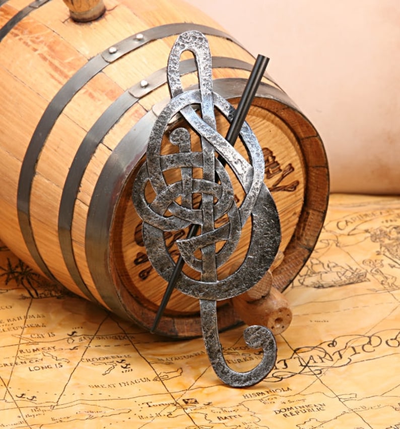 Treble Clef Music Symbol Leather Barrette, Steampunk, Renaissance, SCA ...