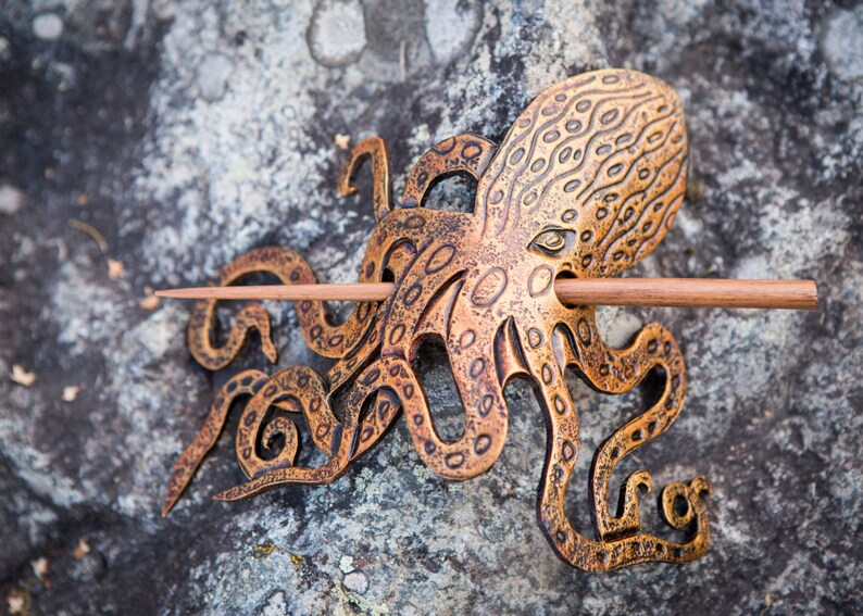 Octopus Leather Hair BarretteLeather Barrette Hair Barrette | Etsy
