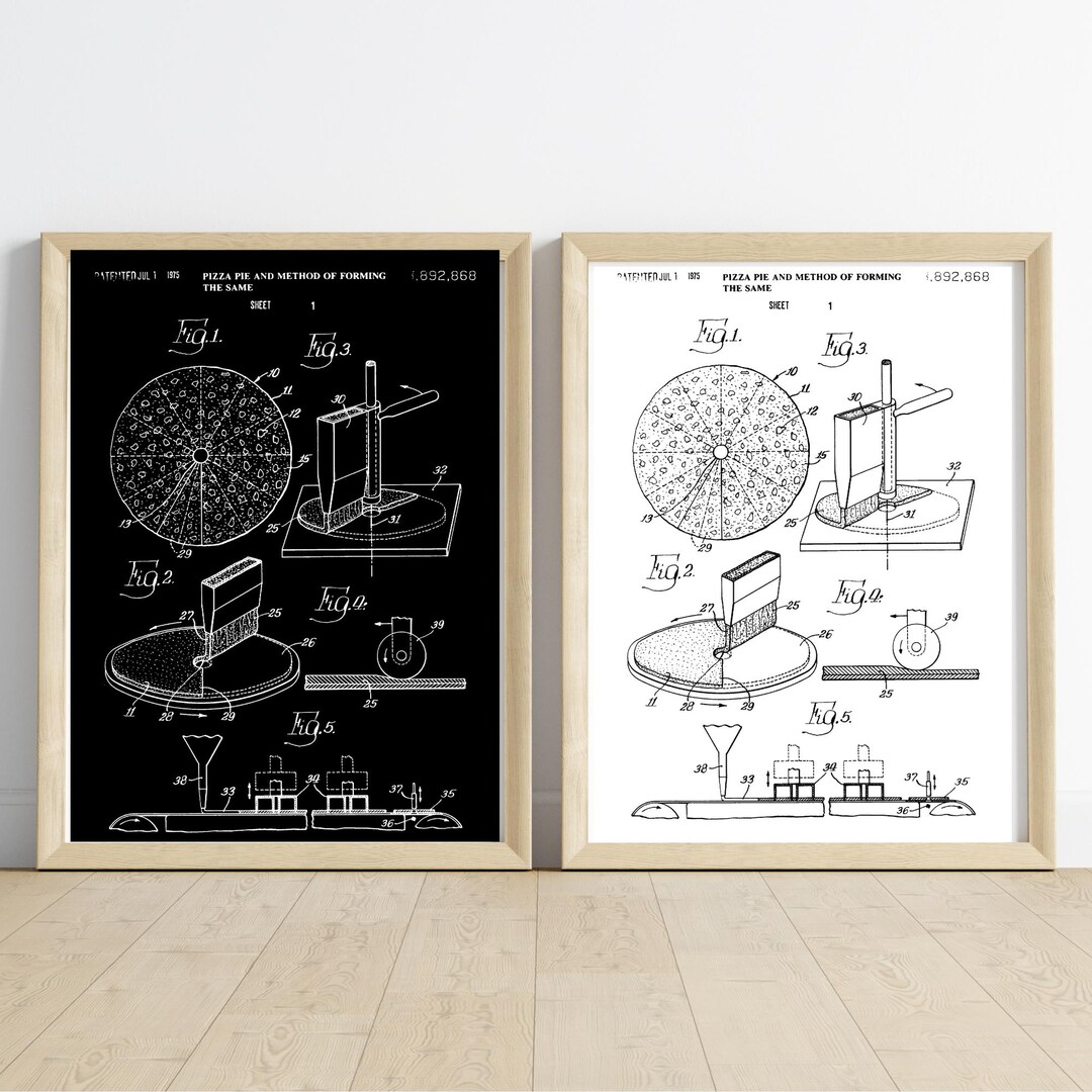 Set of 2 Pizza Pie 1975 Patent Poster Blueprint - Etsy