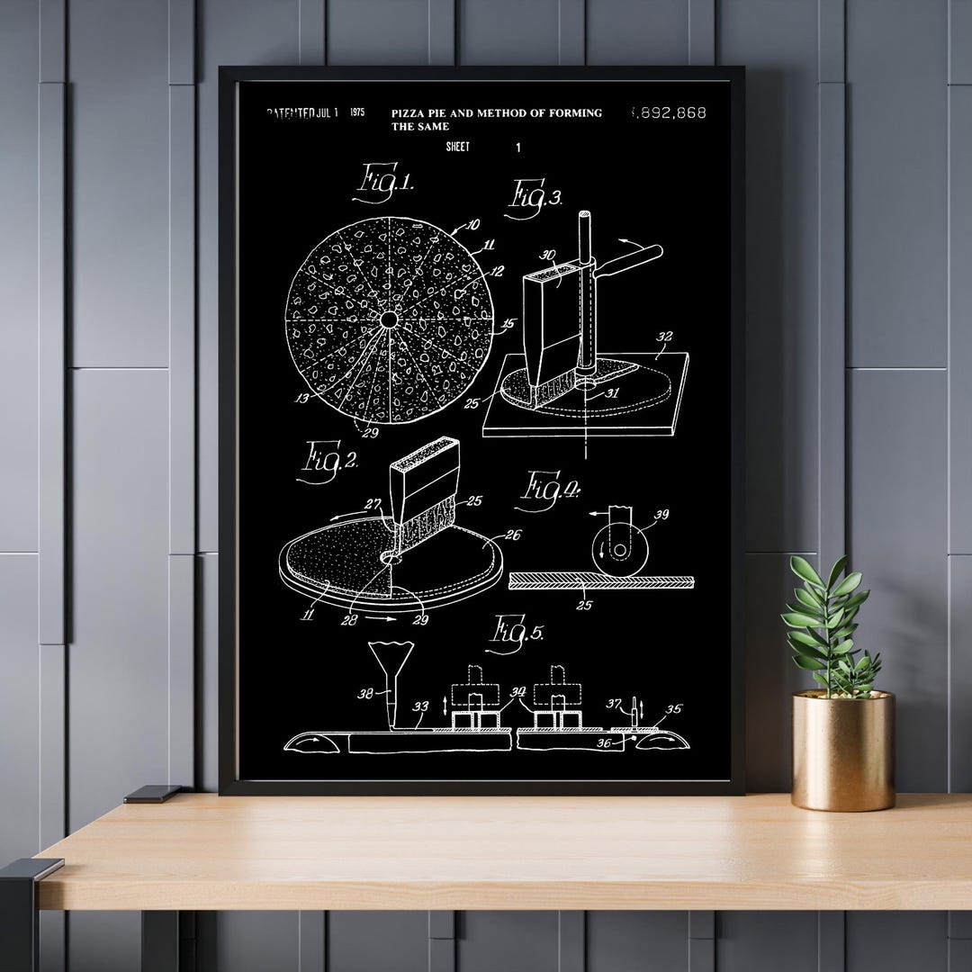 Pizza Pie 1975 Patent Poster Blueprint - Etsy