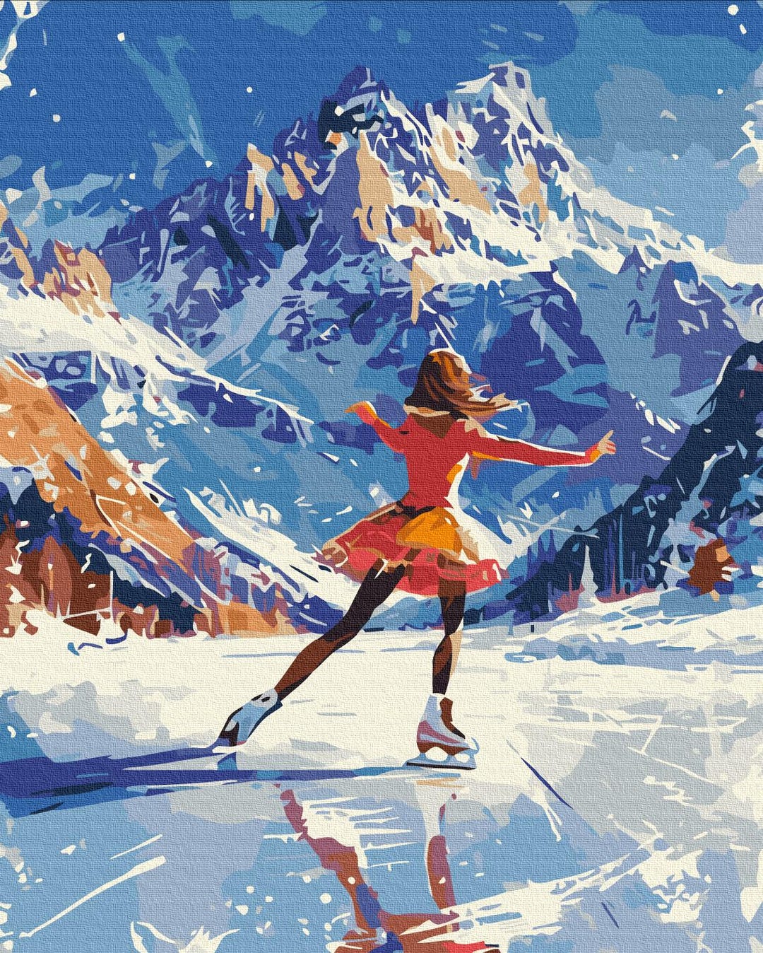 Ice Skating Girl Paint by Number Kit DIY for Adults With Framed Canvas ...