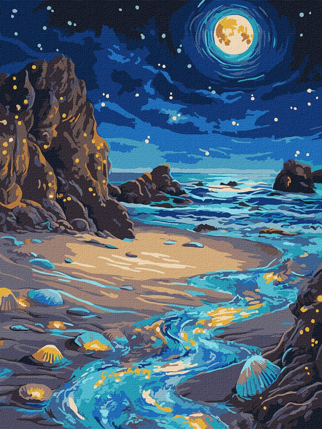 Magic Beach Paint by Number Kit DIY for Adults | Framed Canvas ...