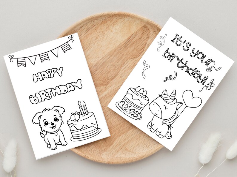 Printable Kids Coloring Birthday Card |birthday Coloring Page | DIY ...