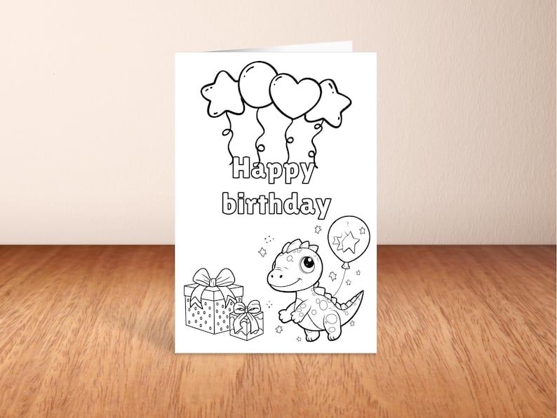 Printable Kids Coloring Birthday Card |birthday Coloring Page | DIY ...