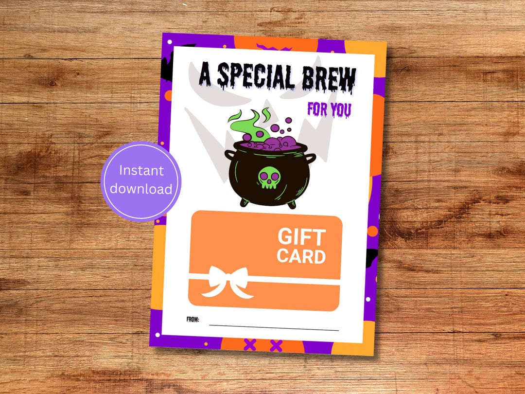 Halloween Gift Card Holder Printable: A Special Brew for You - Etsy