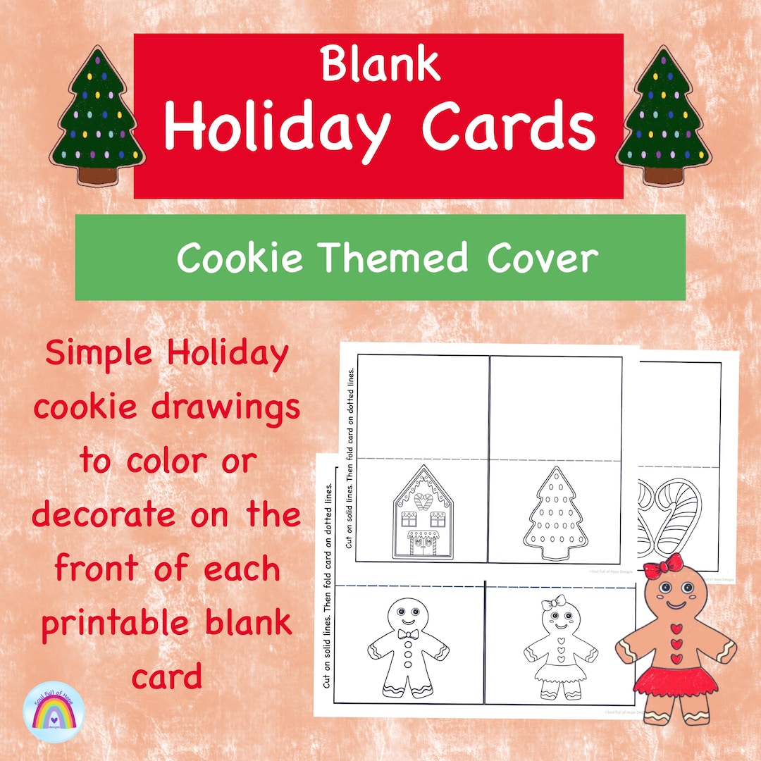 Printable Blank Holiday Cookie Theme Cards - Etsy
