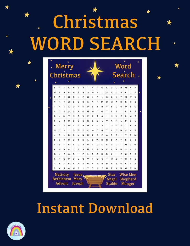 Christmas Word Search/instant Download Word Puzzle - Etsy