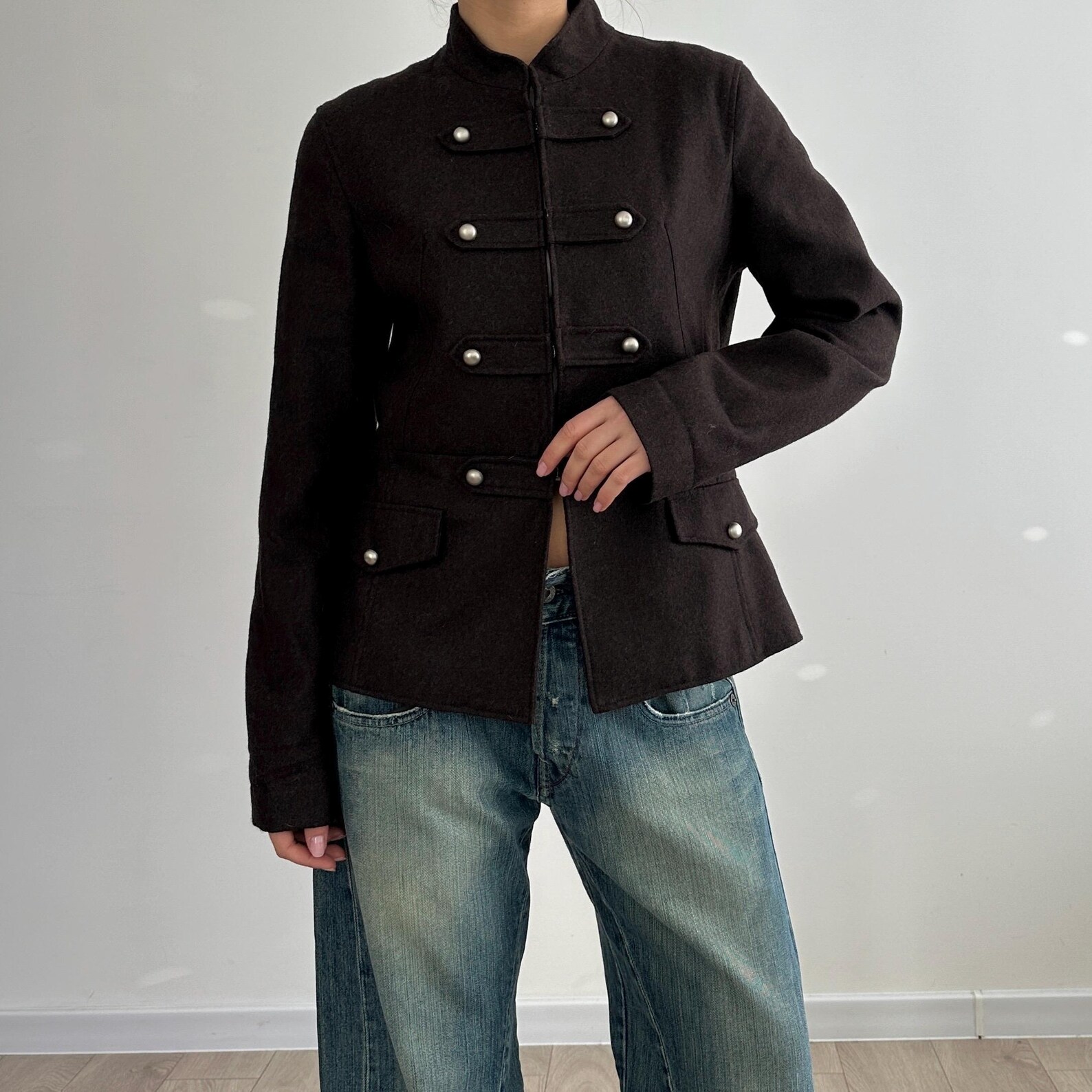 Vintage Victorian Style Wool Blazer / Buttoned up Brown Jacket / Fitted ...