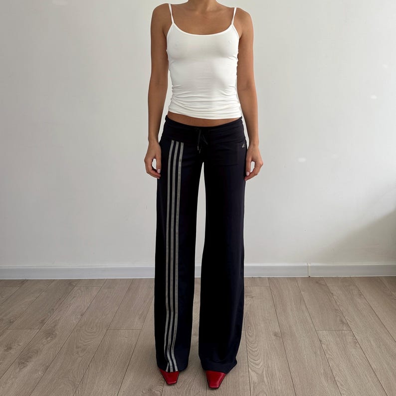 Vintage Adidas Climacool Gray Yoga Pants / 3 Stripes Flared Leg Flare ...
