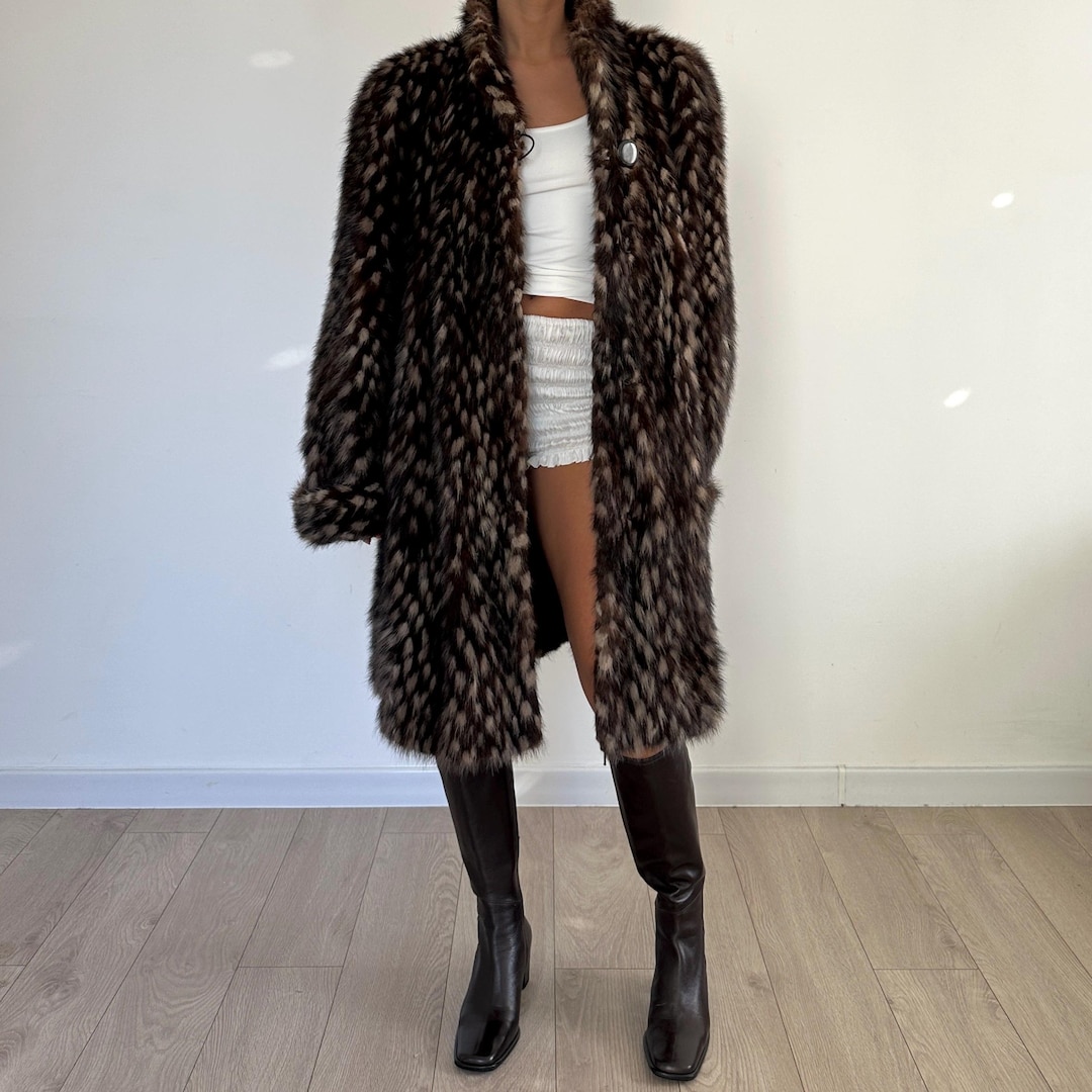 Vintage Bambi Fur Coat – Oversized Heavy Real Fur, Italian Design by ...