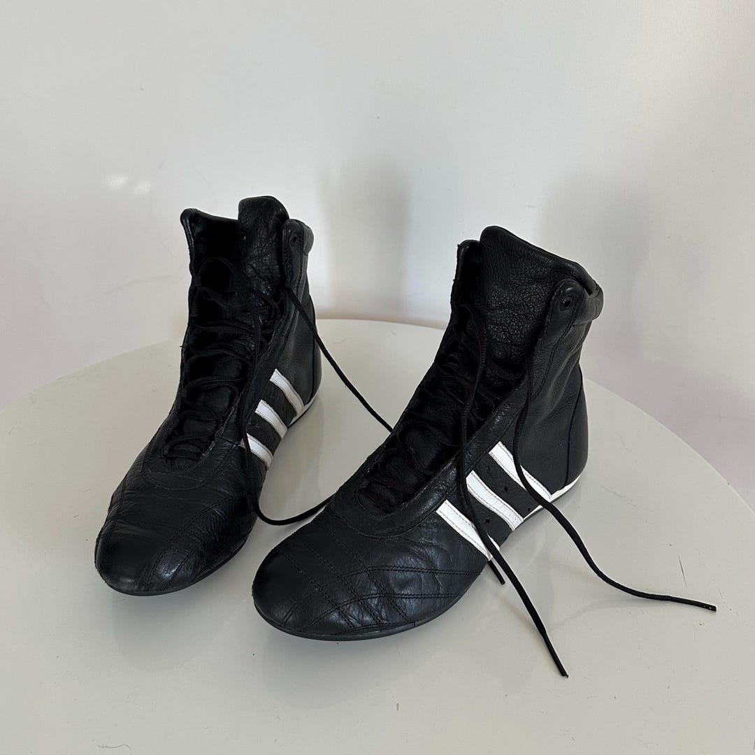 Adidas Prajna Hi 2004 Black Lace up Boxing Boots / Racing Moto High Sneakers / Rare Archive ...
