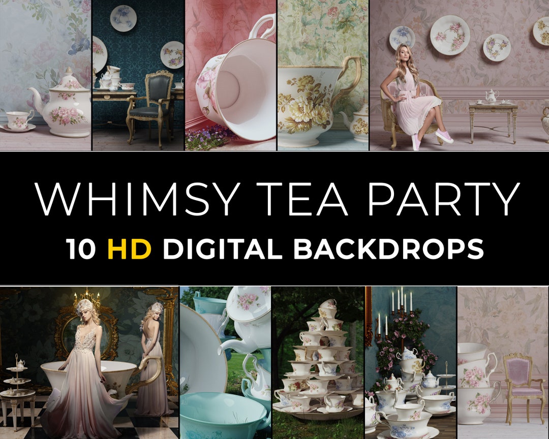 10 Tea Party Digital Backdrops | Portrait Overlays | Fairytale Digital ...