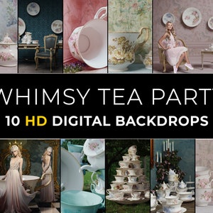 10 Tea Party Digital Backdrops | Portrait Overlays | Fairytale Digital ...