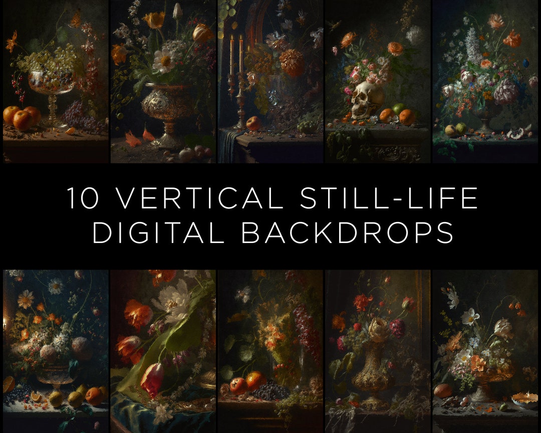 10 Fine Art Still-life Vertical Digital Backdrops | Portrait Overlays ...