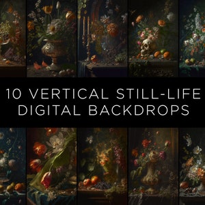 10 Fine Art Still-life Vertical Digital Backdrops | Portrait Overlays ...