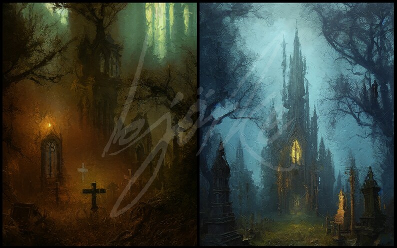 10 Fine Art Graveyard Digital Backdrops Halloween Overlays - Etsy