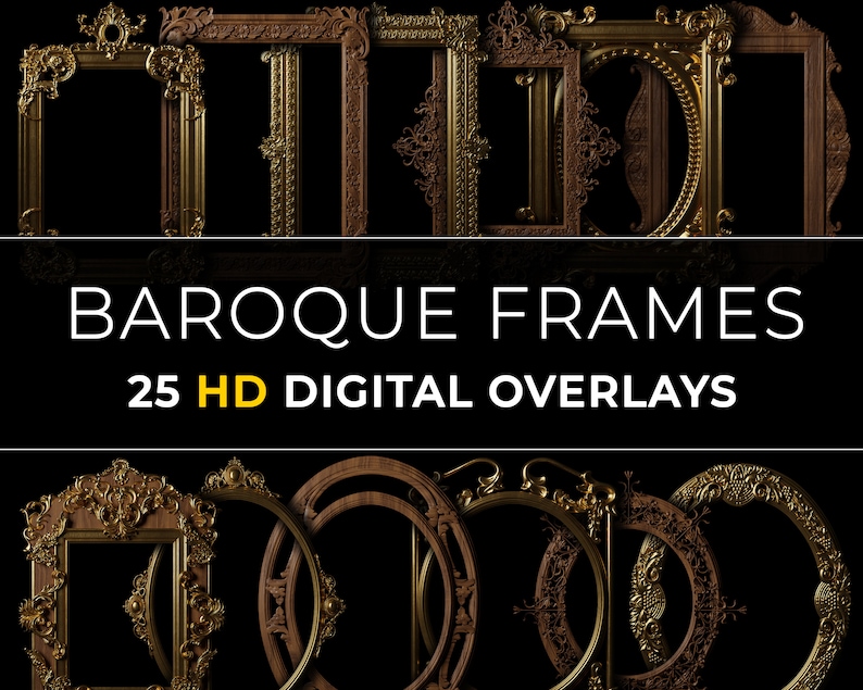 25 Baroque Frame Overlays | for Fine Art Portraits, Fairytale Digital ...