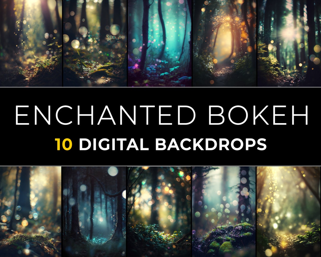 10 Fine Art Enchanted Forest Bokeh Digital Backdrops | Fantasy Overlays ...