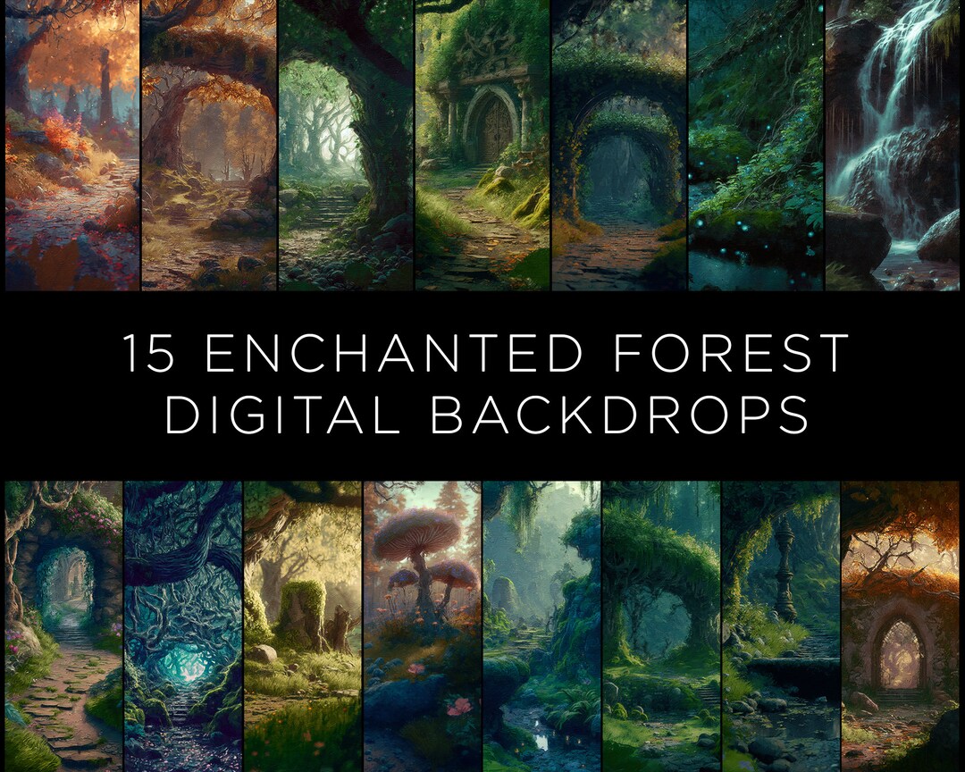 15 Fine Art Enchanted Forest Digital Backdrops | Fantasy Overlays ...
