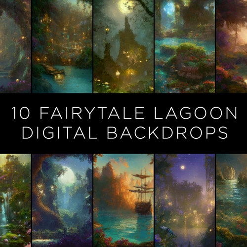 10 Fine Art Fairytale Lagoon Digital Backdrops Fantasy - Etsy