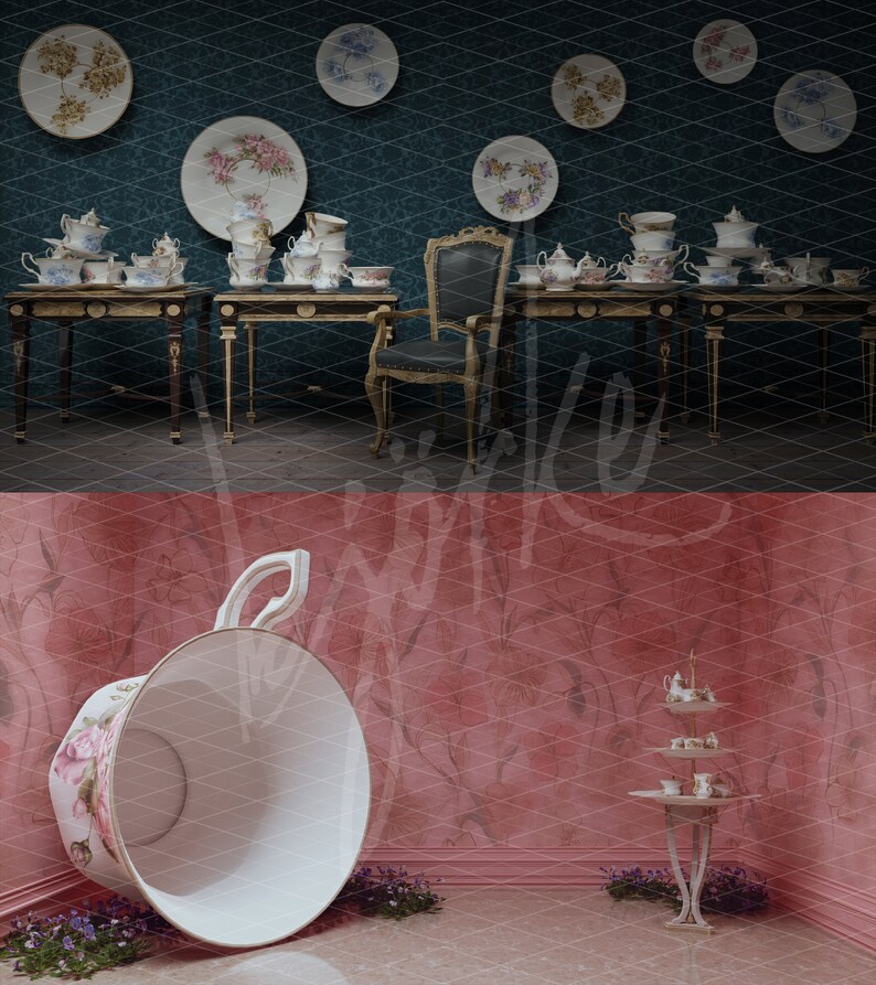 10 Tea Party Digital Backdrops | Portrait Overlays | Fairytale Digital ...