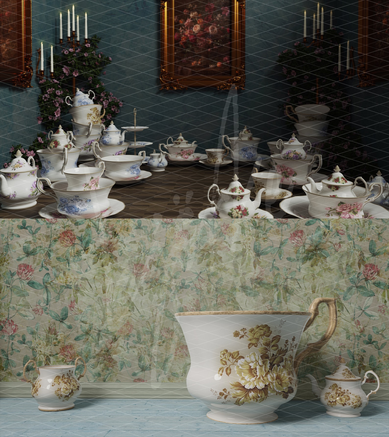 10 Tea Party Digital Backdrops | Portrait Overlays | Fairytale Digital ...