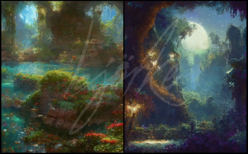 10 Fine Art Fairytale Lagoon Digital Backdrops | Fantasy Overlays ...