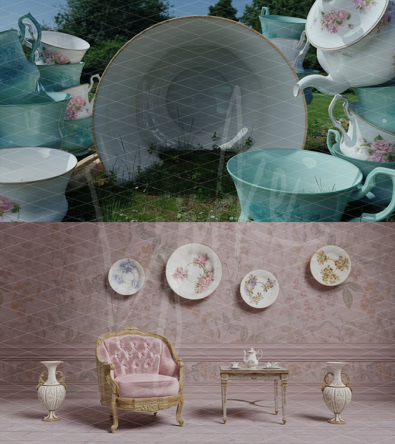 10 Tea Party Digital Backdrops | Portrait Overlays | Fairytale Digital ...