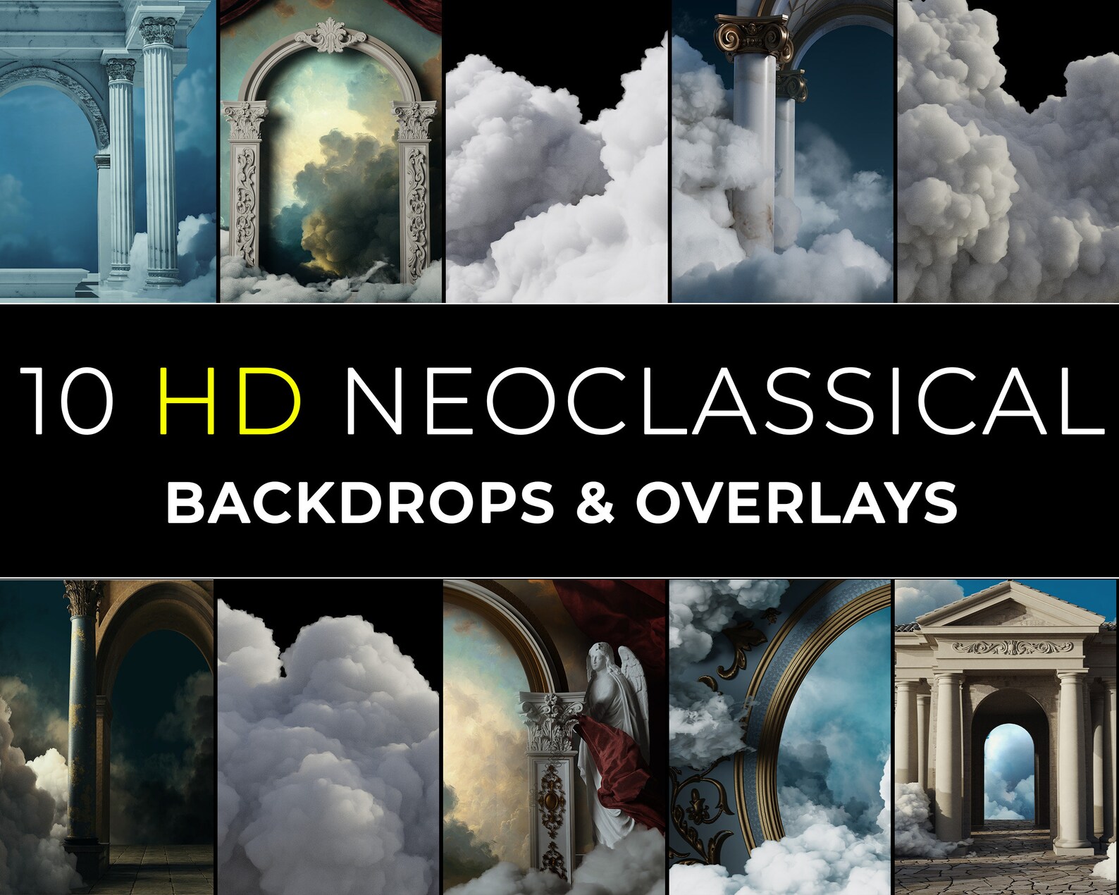 10 Neoclassical Renaissance Digital Backdrops & Overlays | Fantasy Fine ...