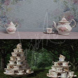 10 Tea Party Digital Backdrops | Portrait Overlays | Fairytale Digital ...