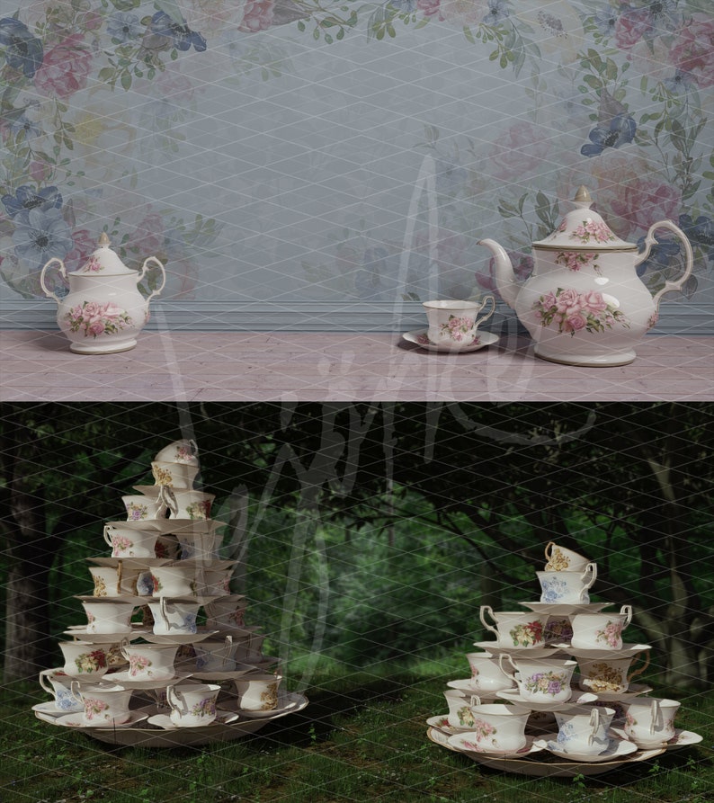 10 Tea Party Digital Backdrops | Portrait Overlays | Fairytale Digital ...