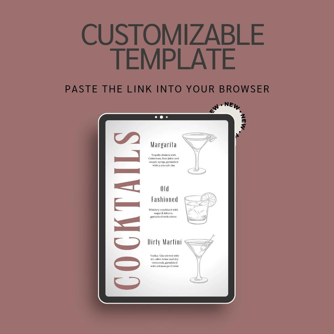 Customizable Canva Drinks Menu Template - Etsy