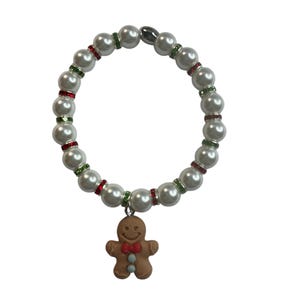 Gingerbread Man Bracelet: Faux Pearl Holiday Bracelet - Etsy