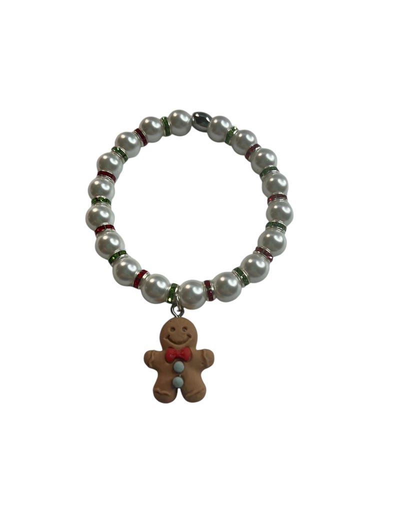 Gingerbread Man Bracelet: Faux Pearl Holiday Bracelet - Etsy
