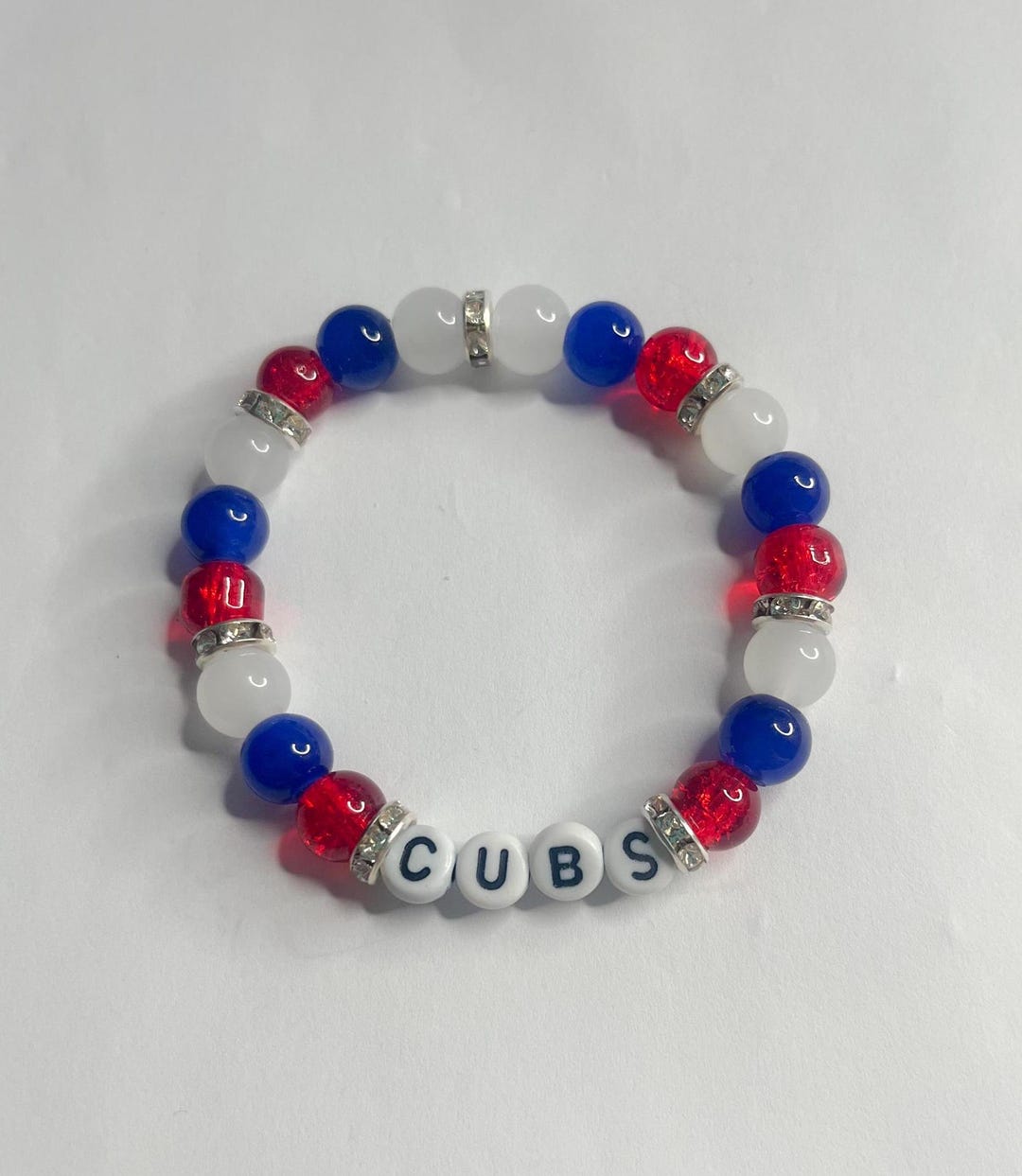 Chicago Cubs Bracelet: Red, White & Blue Glass Bead Wristlet - Etsy