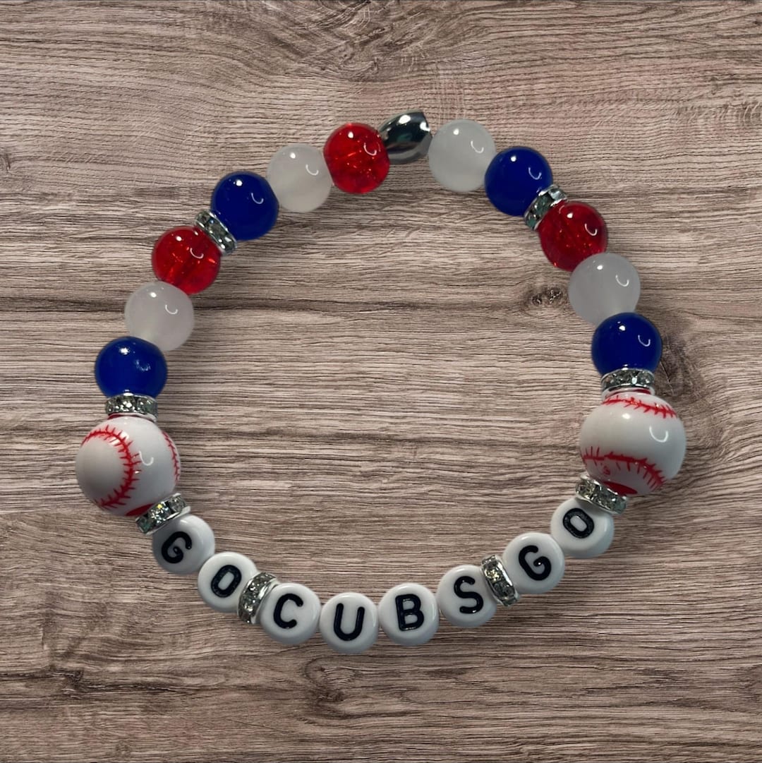 Cubs Beaded Bracelet, Chicago Team Colors, Baseball Fan Gift - Etsy