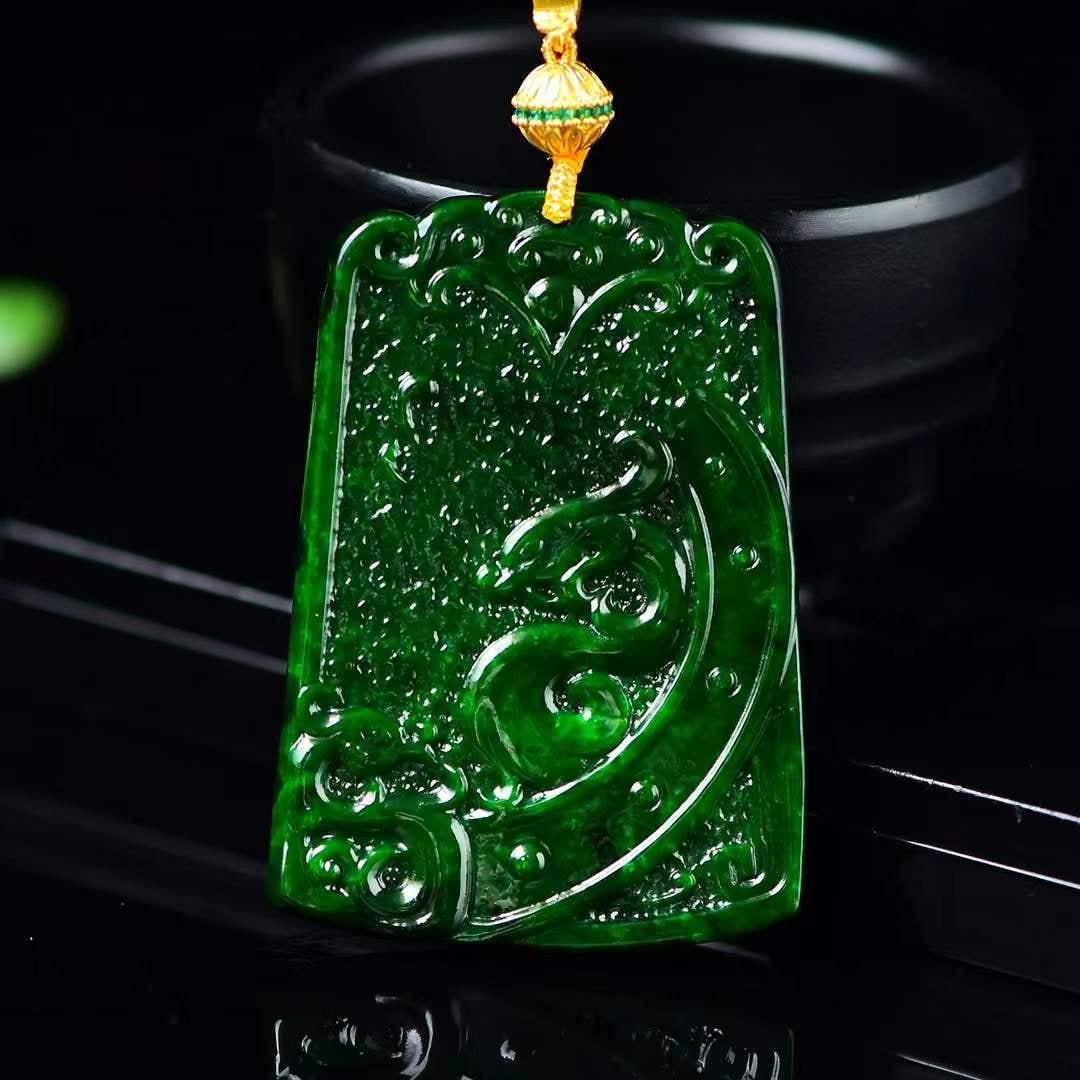 Hand-carved Natural Green Jadeite Dragon Pendant With Certificate ...