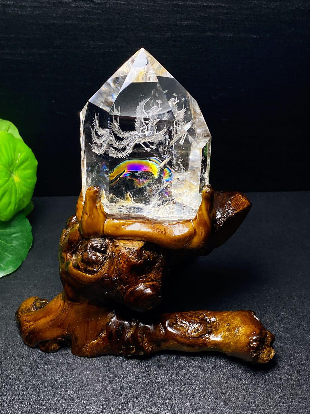 M5029 Natural Crystal Carved Phoenix Statue W Certificate - Etsy