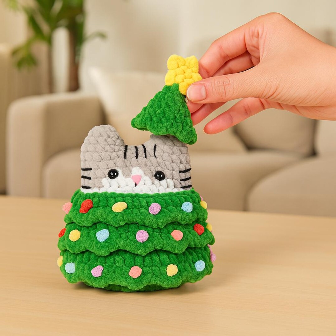 Pine Cat Crochet Pattern, Christmas Crochet Pattern, Holiday Cat Plush ...